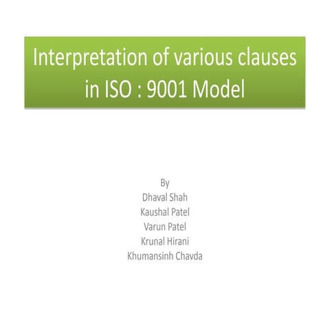 Interpretation of various clauses in iso | PPT