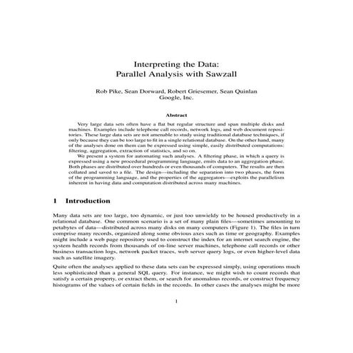 Interpreting the data parallel analysis with sawzall | PDF