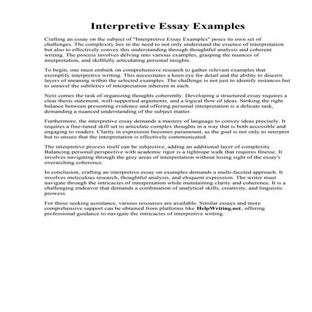 Interpretive Essay Examples | PDF