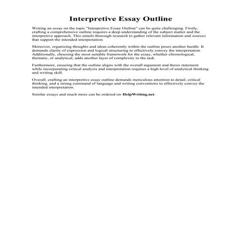Interpretive Essay Outline | PDF