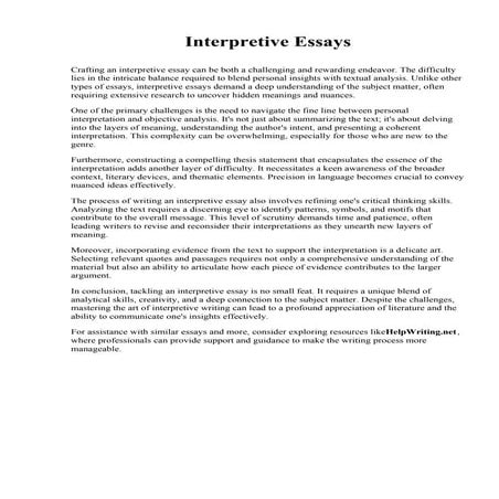 Interpretive Essays | PDF | Educational Assessment | Education