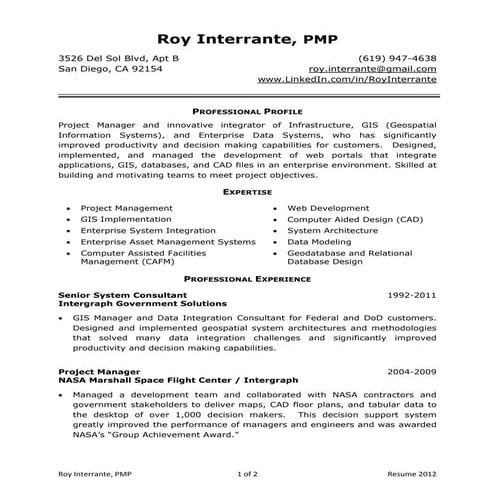 Resume - Roy Interrante, PMP | PDF