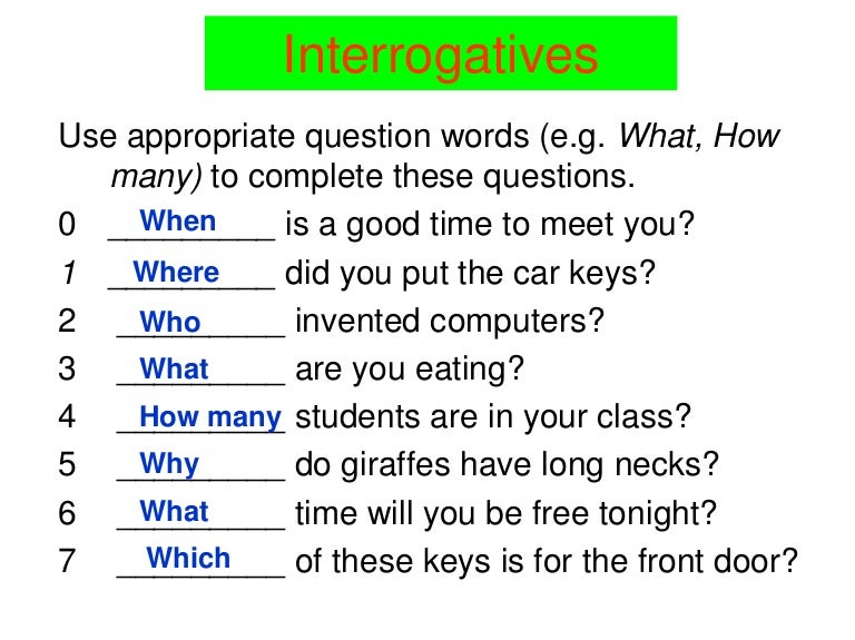 Types Of Interrogatives