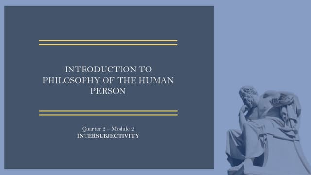 Intersubjectivity: Human Relations | PPTX
