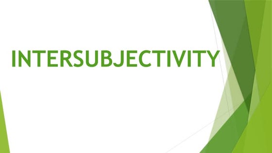 Intersubjectivity: Human Relations | PPTX