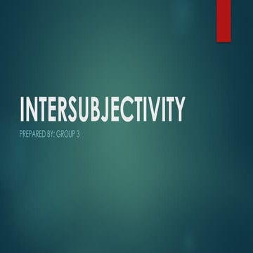 PRESENTATION IN INTERSUBJECTIVITY hshbets | PPTX