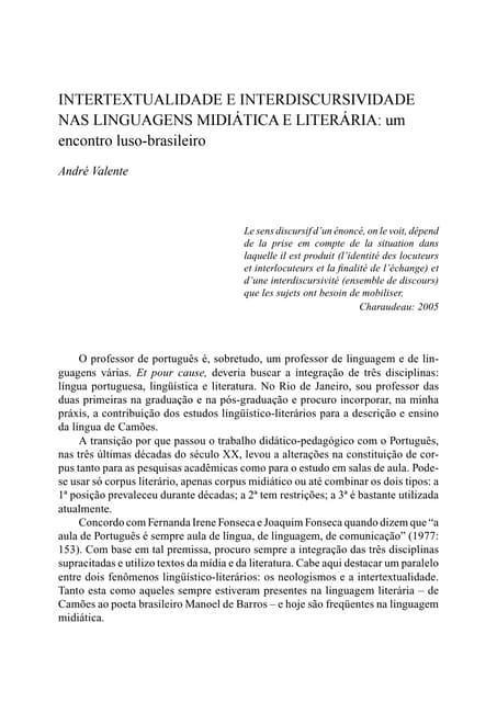 Interdiscursividade e intertextualidade | PPT