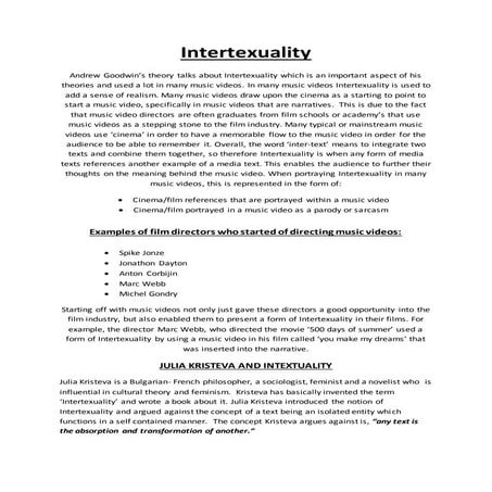 Intertextuality in music videos | PPTX