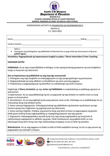 Esp 2 activity sheet q4 w1 | DOCX
