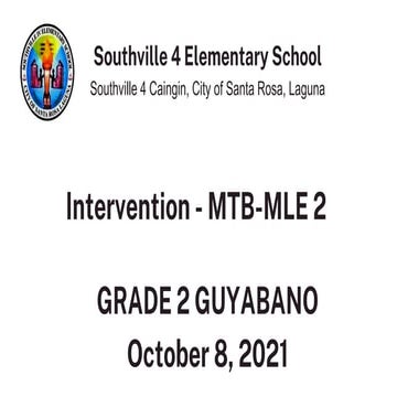 Intervention mtb mle 2 week 4 quarter 1 | PPTX