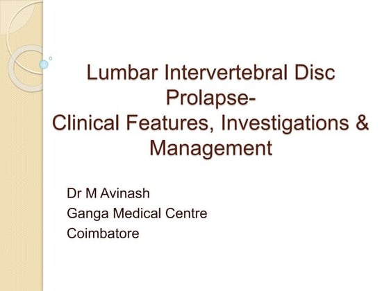 Intervertebral disc prolapse(ivdp) | PPTX | Bone and Joint Conditions ...