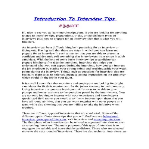 Presentation on interview