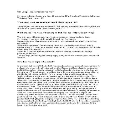 Interview Script | DOCX | Basketball | Sports