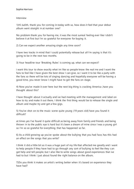 Double spread page (interview) | DOC | Music | Entertainment