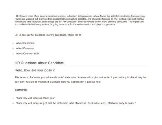 Mindqjobs.com : Fresher interview HR questions | PPT