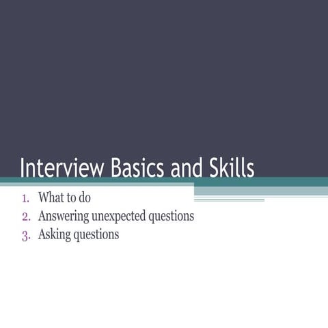 Interview Basics And Skills | PPT | Resume Writing and Advice | Job Search