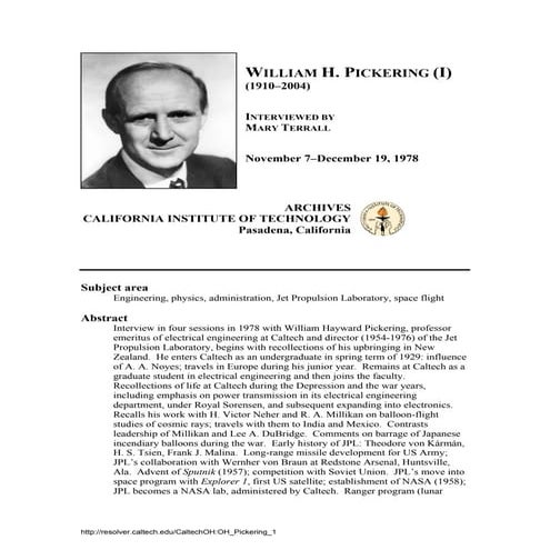 Interview with William Pickering | PDF