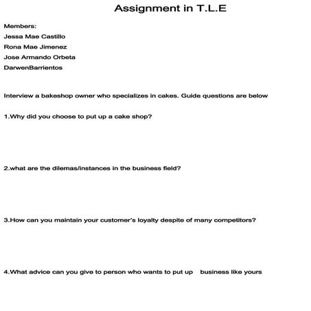 Interview a cake shop owner | DOCX