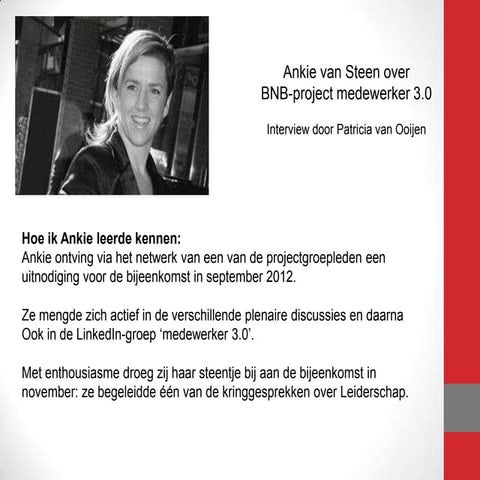Ankie van Steen over BNB-project 'Medewerker 3.0' | PPTX