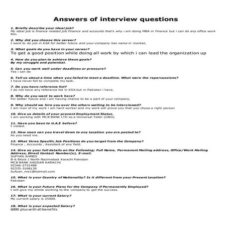 Interview answer | PDF