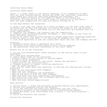Interview cheat sheet | TXT