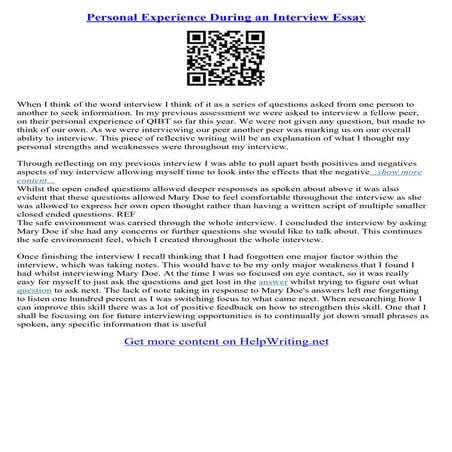 Interview Essay Paper | PDF