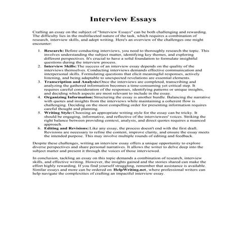 Interview Essays. Louisiana State University | PDF