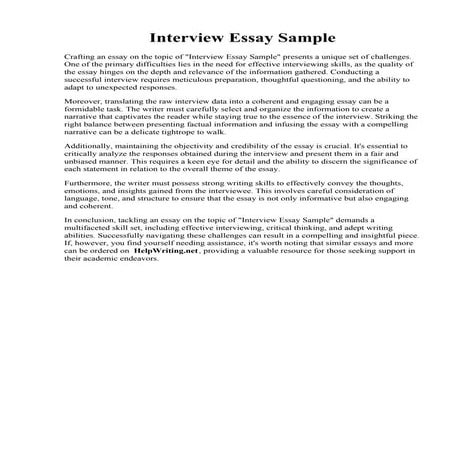 Interview Essay Sample | PDF