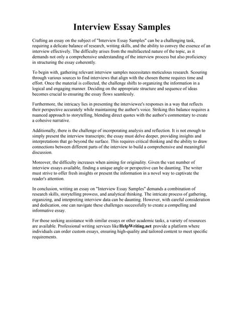 Interview Essay Samples | PDF Interview Essay Samples | PDF