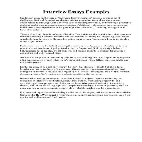 Interview Essays Examples | PDF