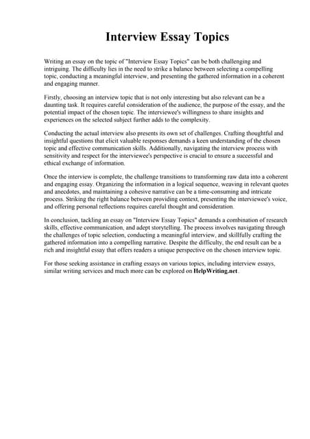 Example Of Interview Essay | PDF