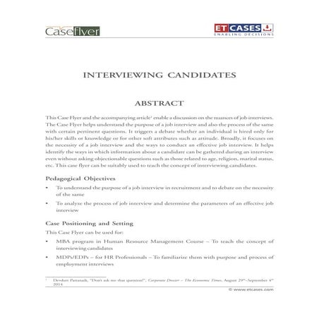 Interviewing Candidates | PDF