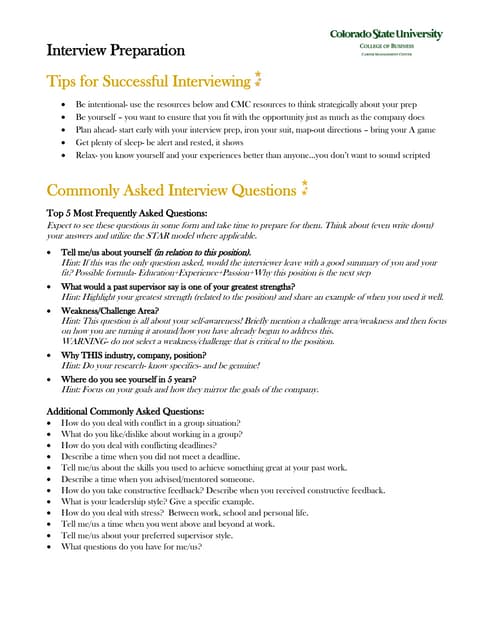 Interview Tips Presentation for college students | PPTX