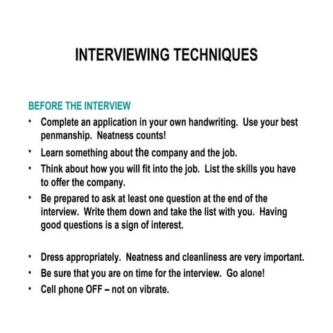 Interviewing techniques 9 10 | PPT | Resume Writing and Advice | Job Search