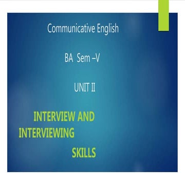 Interview and Interviewing Skills | PPT