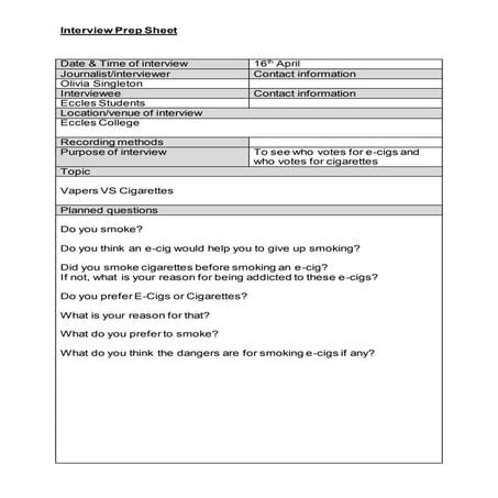 Interview prep sheet | DOCX | Illegal Drugs, Tobacco, eCigarettes ...