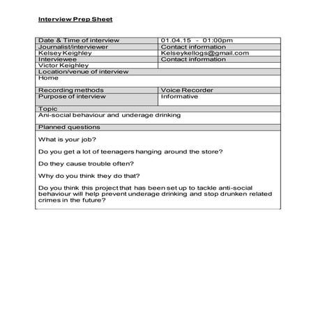 Radio Story - Interview prep sheet | PDF