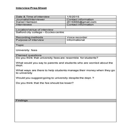 Interview prep sheet 1 | DOCX | College Planning | College Education