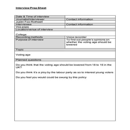 Interview prep sheet (2) | DOCX