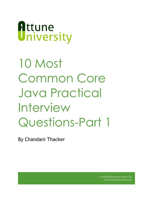 Most Common Core Java Practical Interview Questions - Part 1 | PDF Most Common Core Java Practical Interview Questions - Part 1 | PDF
