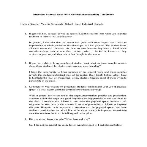 Interview protocol for a post observation | DOCX