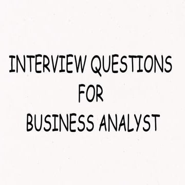 Interview Question For Business Analystpdf 