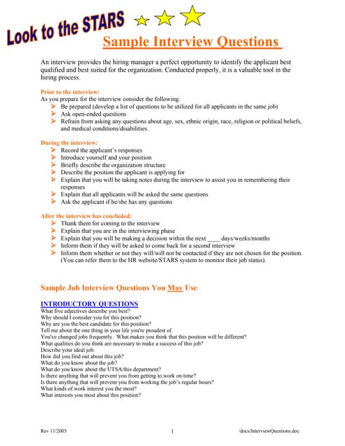 Interview Workshop Handout Packet
