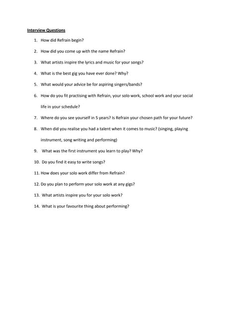 Interview questions for band | PDF
