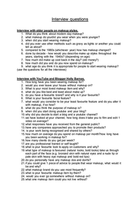 Topic: Beauty Part 2-Speaking Questions for Warm-ups | PPT