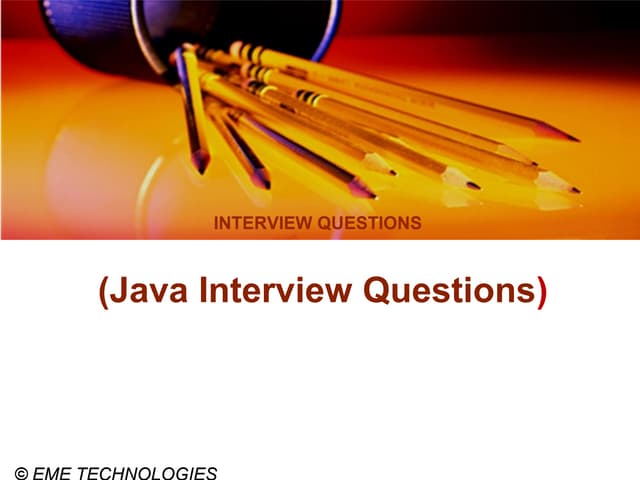 Top 10 Interview Questions For Java Ppt