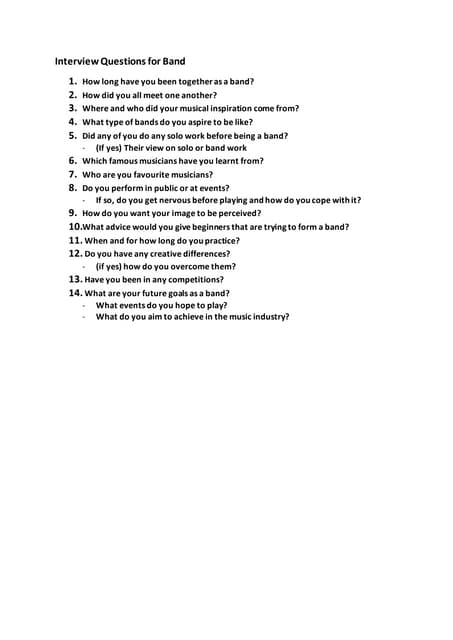 Band interview questions | PDF