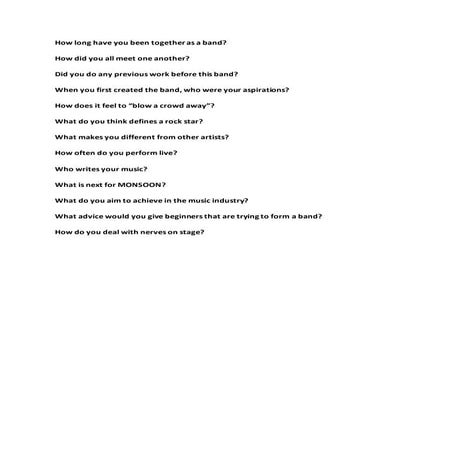 Interview questions for band | DOCX