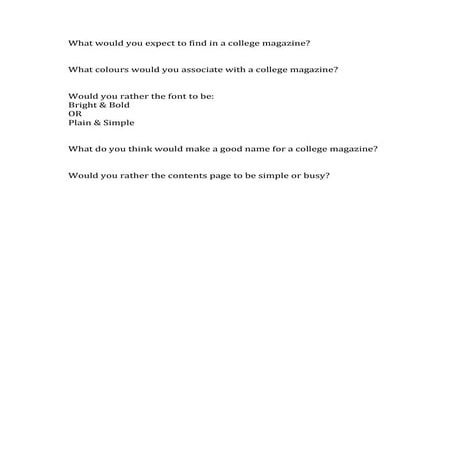 Interview questions for college magazine | DOCX