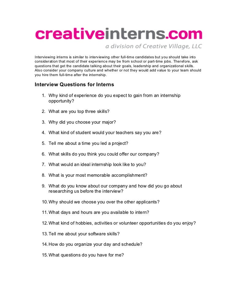 Interview Questions For Interns interview-questions-for-interns